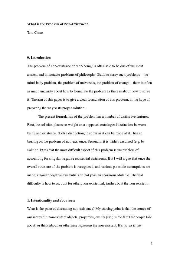 (PDF) What is the Problem of Non-Existence?