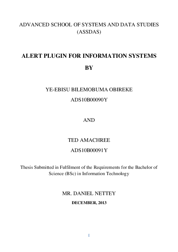 (DOC) Alert Plugin for Information System