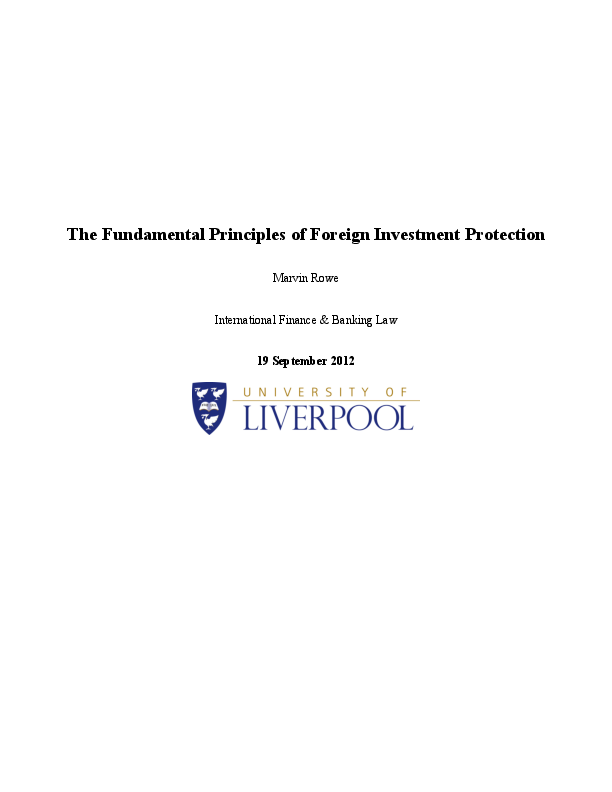 (PDF) Fundamental Principles of Foreign Investment Protection