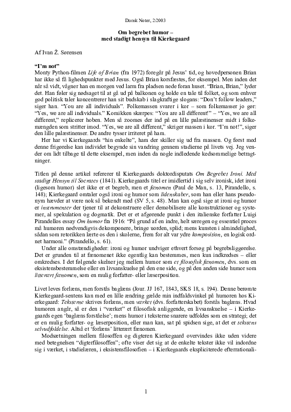 (PDF) Begrebet humor - Kierkegaard