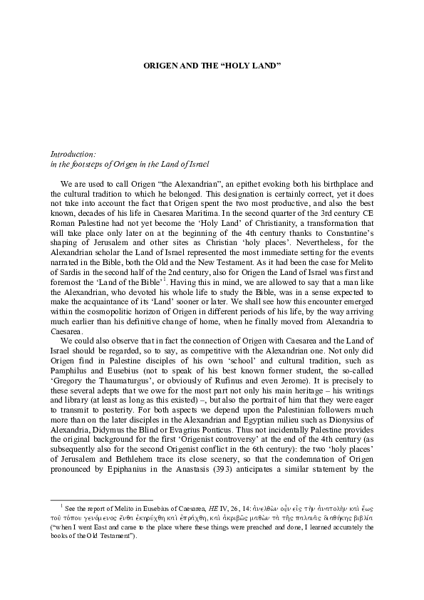 (PDF) Origen and the «Holy Land» (Jack and Lewis Rudin and Jack ...
