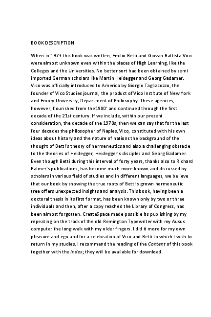 (DOC) Giovan Battista Vico & Emilio Betti : HERMENEUTICS