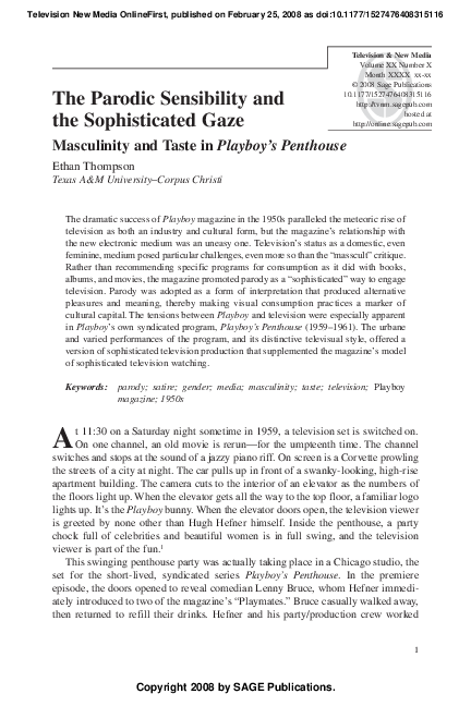 (PDF) The Parodic Sensibility and the Sophisticated Gaze: Masculinity ...