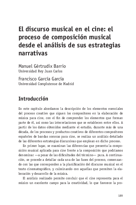 (PDF) El discurso musical en el cine: el proceso de composición musical ...