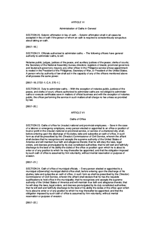 (DOC) Administration of Oaths