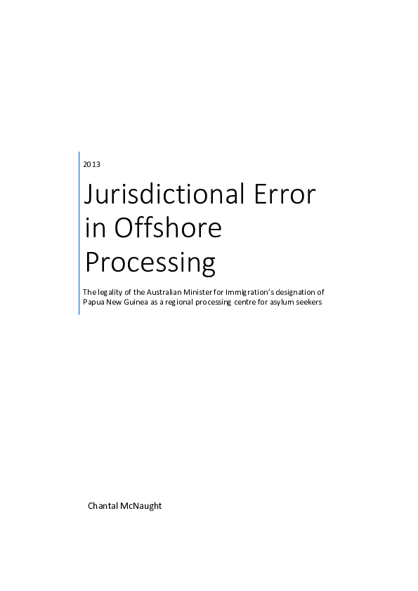 (PDF) Jurisdictional Error in Offshore Processing