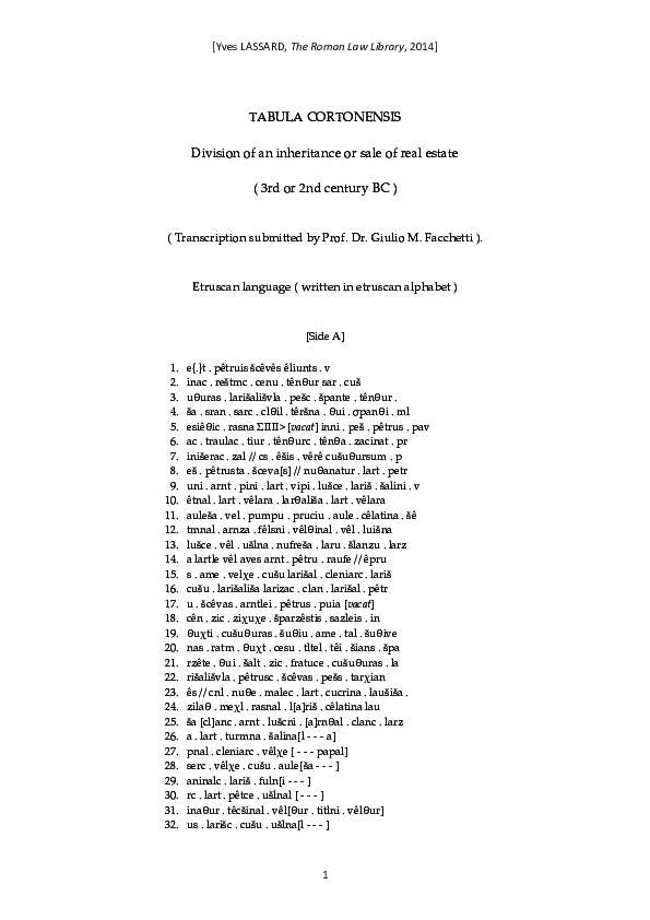(PDF) Tabula Cortonensis (Facchetti)