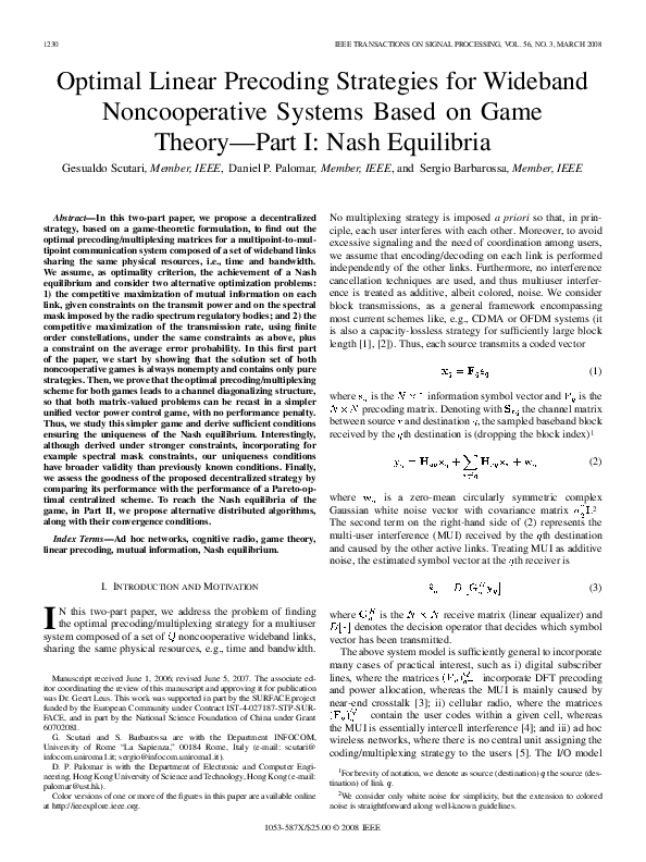 (PDF) Optimal Linear Precoding Strategies for Wideband Noncooperative ...