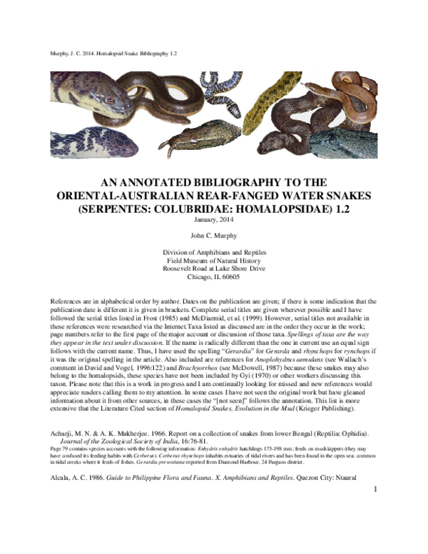 (PDF) AN ANNOTATED BIBLIOGRAPHY TO THE ORIENTAL-AUSTRALIAN REAR-FANGED ...