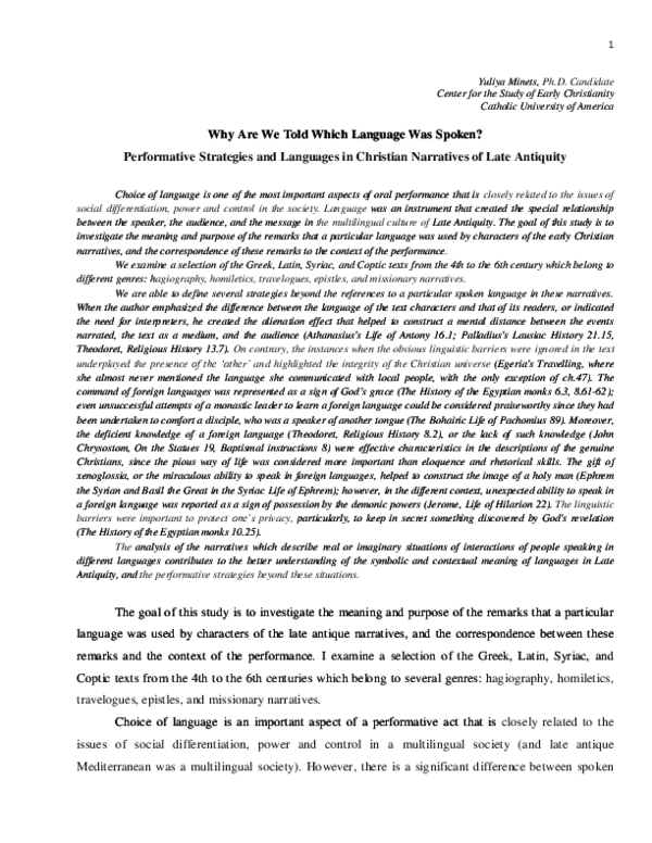(PDF) Why Are We Told Which Language Was Spoken? Performative ...