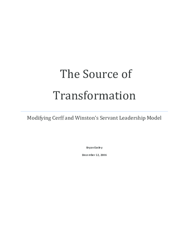 (PDF) Moral Transformation and Servant Leadership: The Source of Love