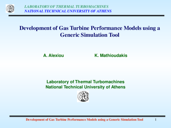 Pdf Development Of Gas Turbine Performance Models Using A Generic Simulation Tool