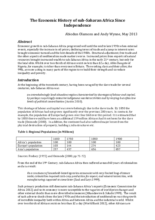 (DOC) ECONOMIC HISTORY OF AFRICA AO & AW