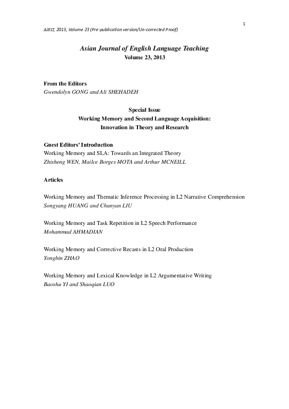 (PDF) Wen, Zhisheng, Mailce Mota & Arthur McNeill, (2013). Working memory and second language ...