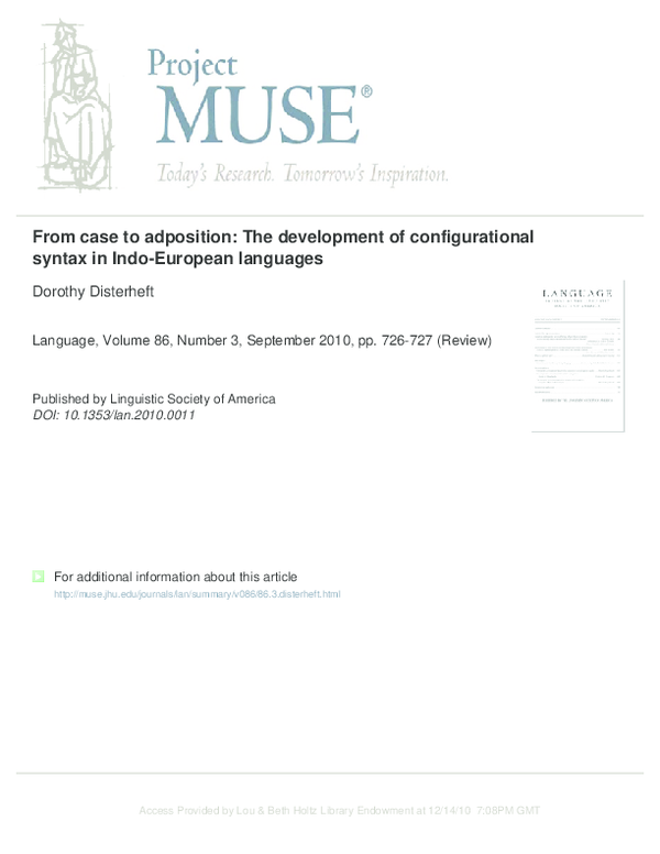 (PDF) John Hewson & Vit Bubenik: From case to adposition: the ...