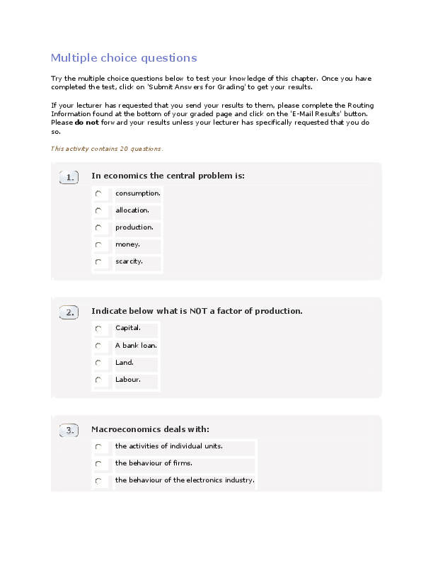 Doc Econ Multiple Choice Questions
