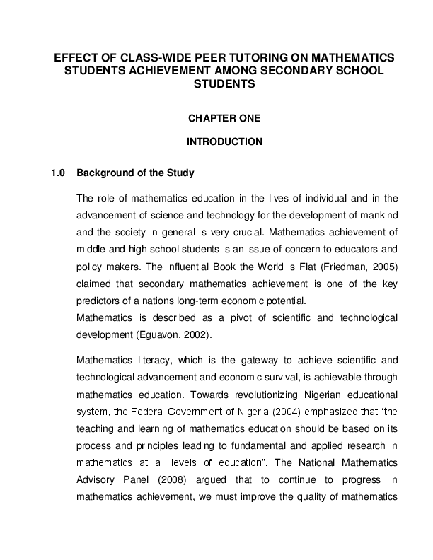 (DOC) EEFECT OF CLASSWIDE PEER TUTORING ON MATHEMATICS STUDENTS ...