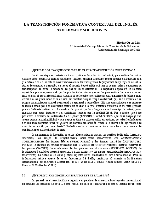 (PDF) LA TRANSCRIPCIÓN FONÉMATICA CONTEXTUAL DEL INGLÉS: PROBLEMAS Y SOLUCIONES