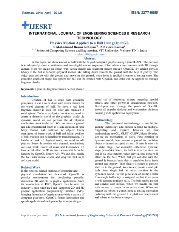 Pdf Physics Motion Applied To A Ball Using Opengl