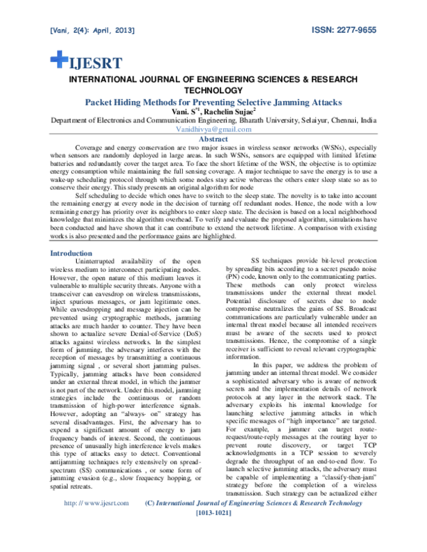 (PDF) Packet Hiding Methods for Preventing Selective Jamming Attacks.