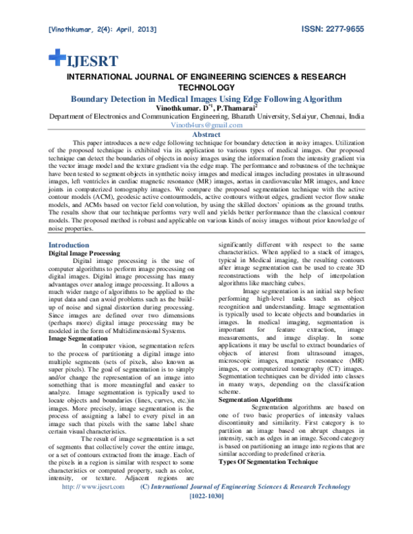 Boundary Detection In Medical Images Using Edge Following Algorithm