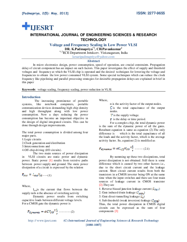Pdf Voltage And Frequency Scaling In Low Power Vlsi