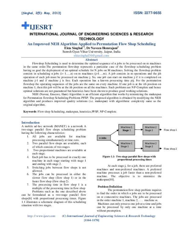 Pdf An Improved Neh Algorithm Applied To Permutation Flow Shop Scheduling