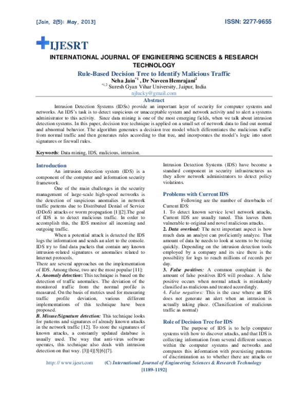 Pdf Rule Based Decision Tree To Identify Malicious Traffic