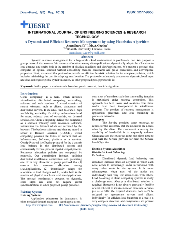 (PDF) A Dynamic and Efficient Resource Management by using Heuristics Algorithm.