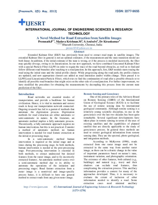 Pdf A Novel Method For Road Extraction From Satellite Images