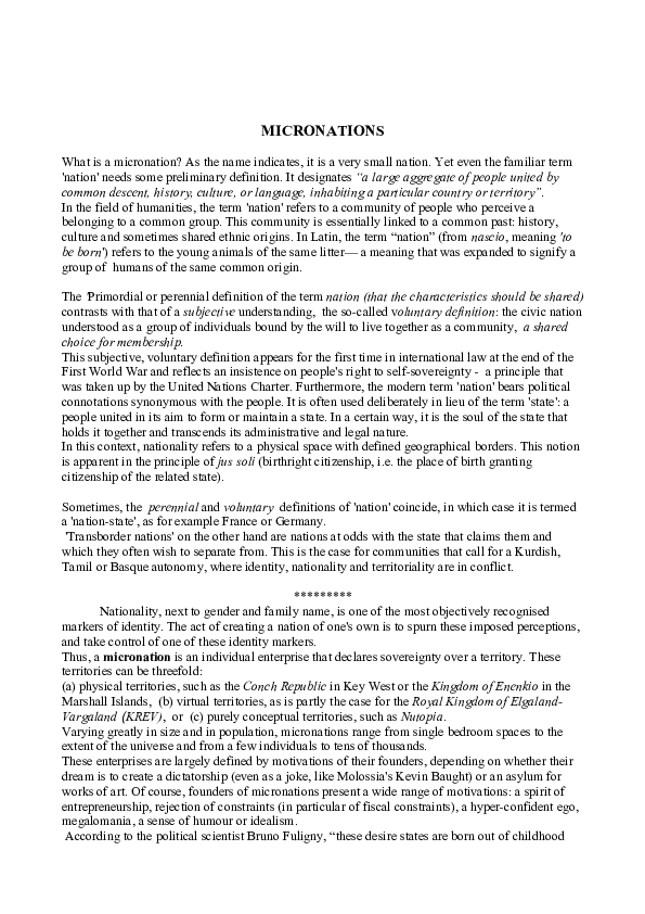(PDF) Micronations:english version