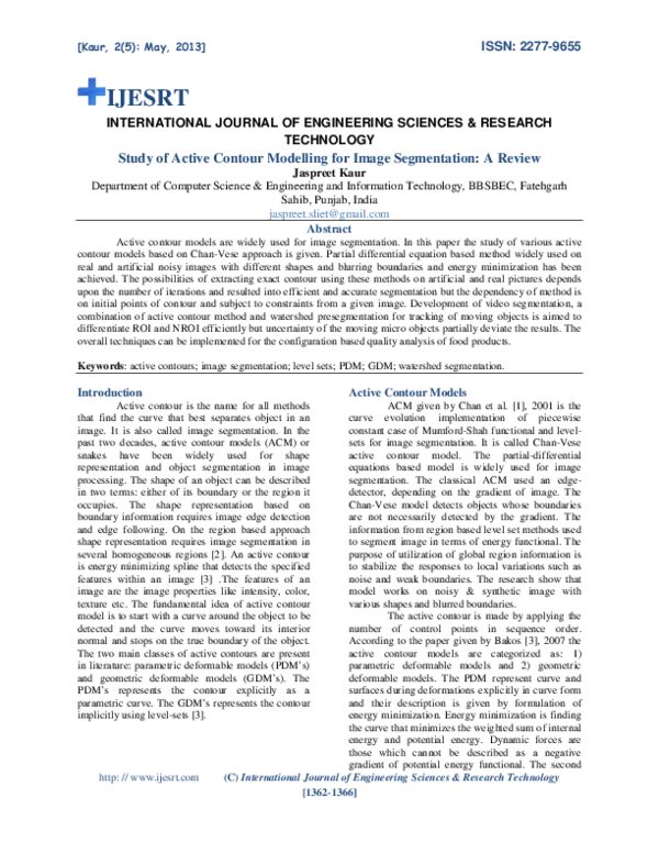 Pdf Active Contour Models In Image Segmentation