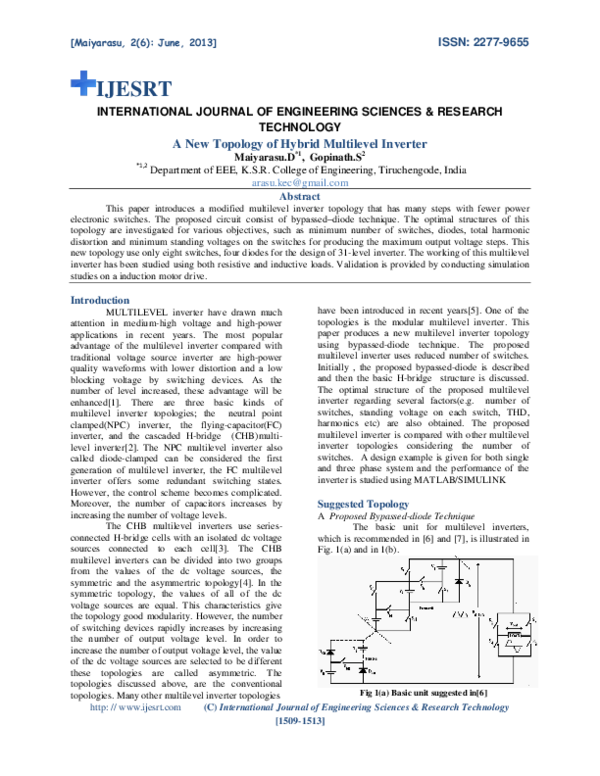 Pdf A New Topology Of Hybrid Multilevel Inverter