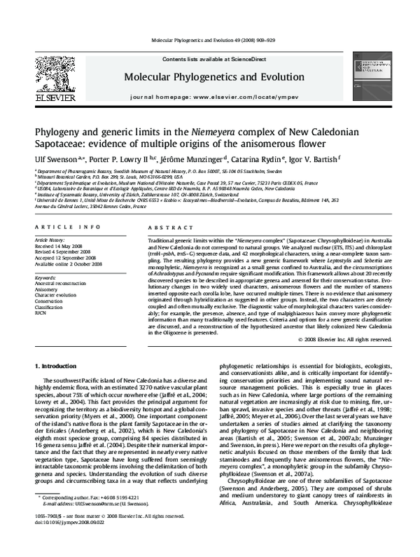 (PDF) Phylogeny and generic limits in the Niemeyera complex of New Caledonian Sapotaceae ...