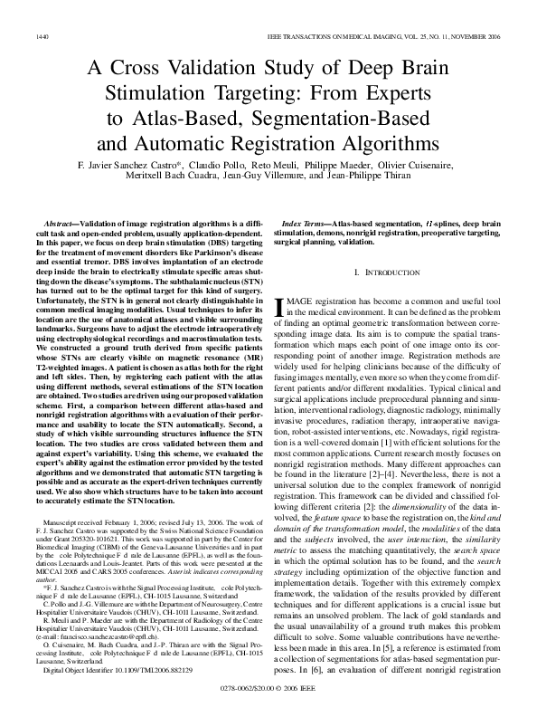 (PDF) A Cross Validation Study of Deep Brain Stimulation Targeting: From Experts to Atlas-Based ...