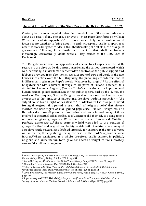(DOC) Account for the Abolition of the Slave Trade in the British ...