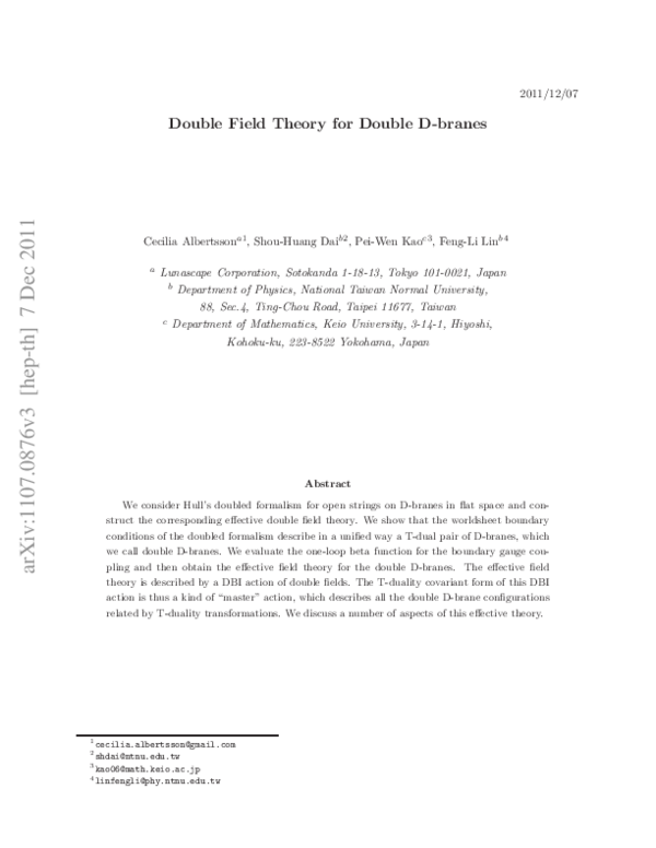 (PDF) Double field theory for double D-branes