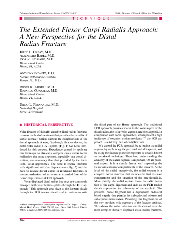 (PDF) The Extended Flexor Carpi Radialis Approach: A New Perspective ...