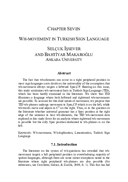 (PDF) Wh-movement in Turkish Sign Language