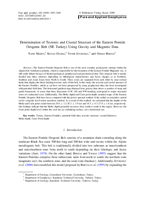 (PDF) Determination of tectonic and crustal structure of the eastern ...