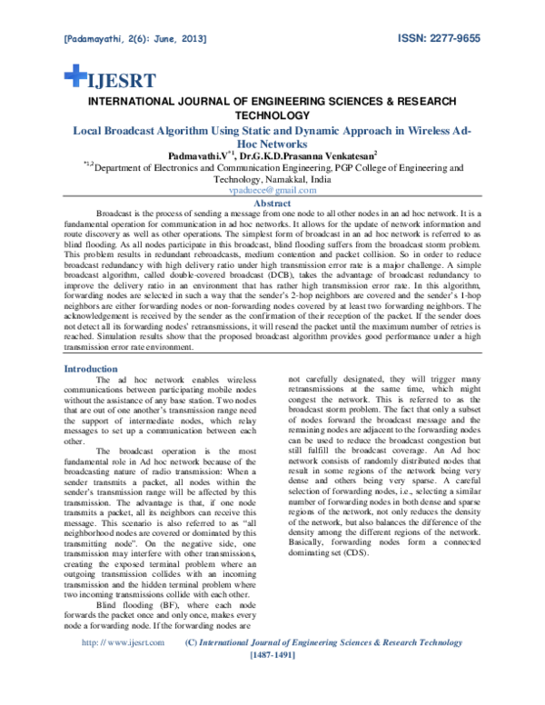 Pdf Local Broadcast Algorithm Using Static And Dynamic Approach In 4054