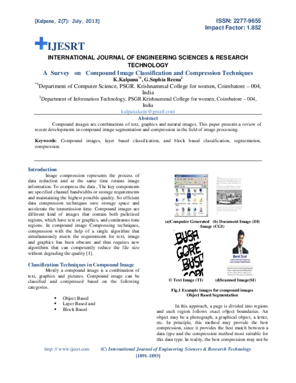 (PDF) A Survey on Compound Image Classification and Compression Techniques.