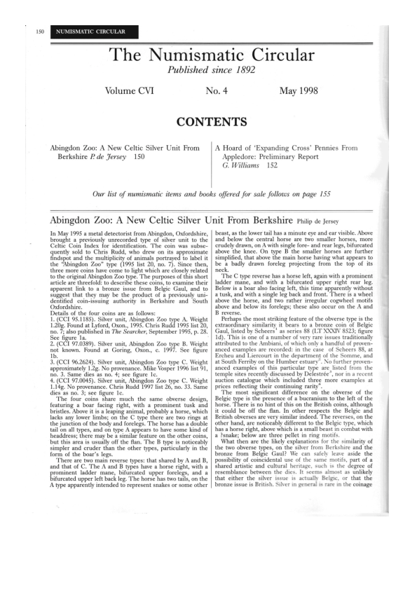 (PDF) Abingdon Zoo: a new Celtic silver unit from Berkshire