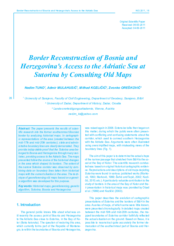 (PDF) BORDER RECONSTRUCTION OF BOSNIA AND HERZEGOVINA'S ACCESS TO THE ...