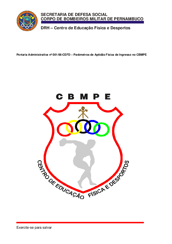 (PDF) Portaria cg cbmpe 001 06 cefd de 07082006 teste de aptidao fisica