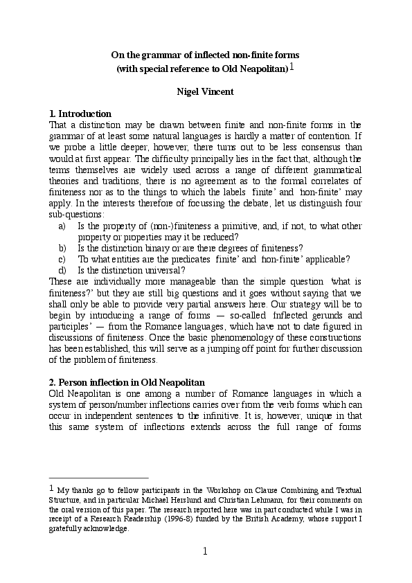 (PDF) On the grammar of inflected non-finite forms (with special ...
