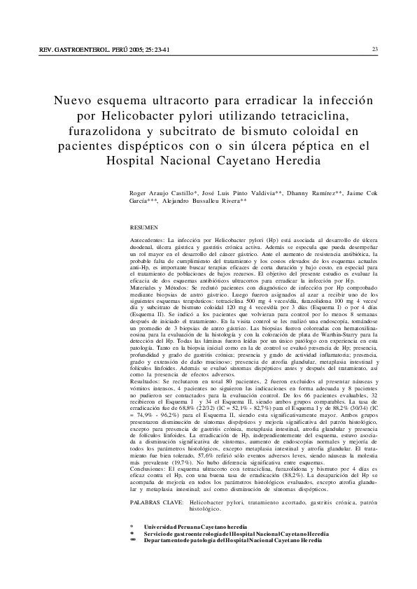 (PDF) Nuevo esquema ultracorto para erradicar la infección por ...