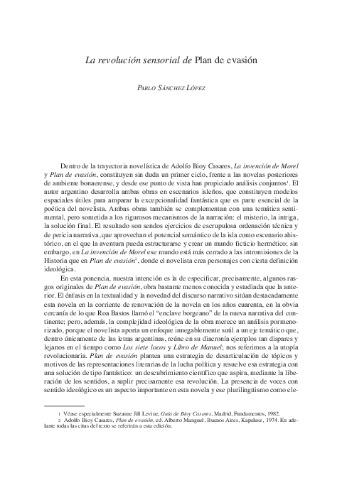 (PDF) "La revolución sensorial de Plan de evasión"