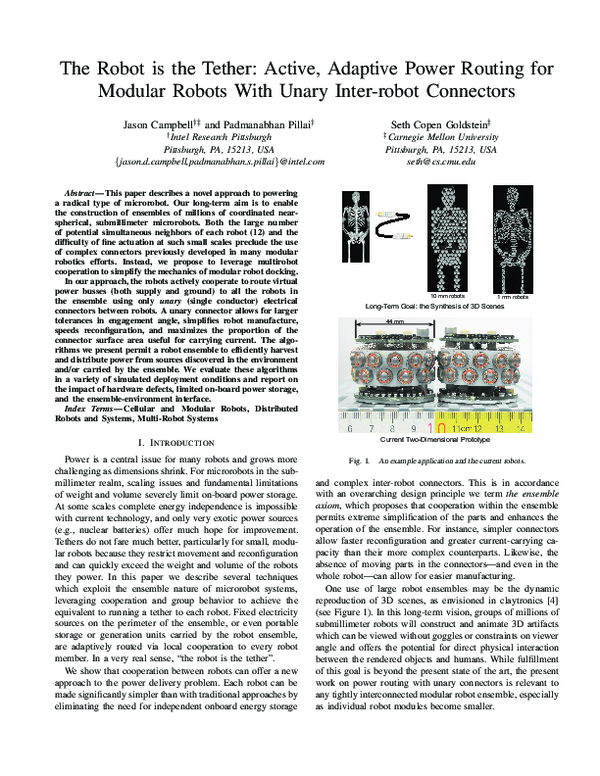 (PDF) The robot is the tether: active, adaptive power routing modular ...