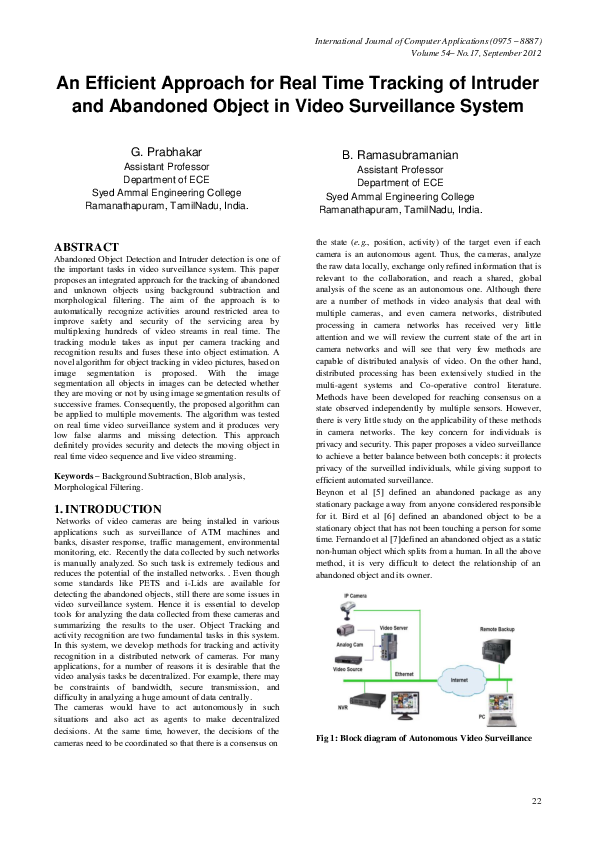 (PDF) An Efficient Approach for Real Time Tracking of Intruder and Abandoned Object in Video ...
